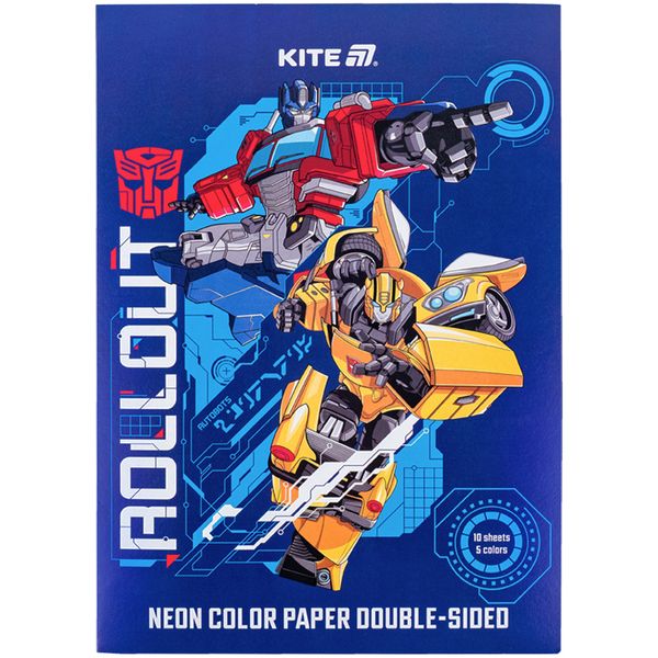 Папір кольоровий неон А-4 10арк 5кольорів Transformers Kite 1150596 ...